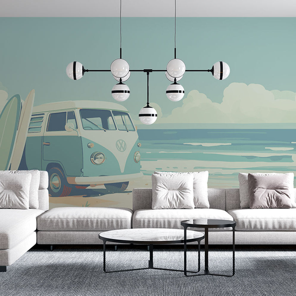 Mural Wallpaper surf | Combi and pastel beach — WonderMural