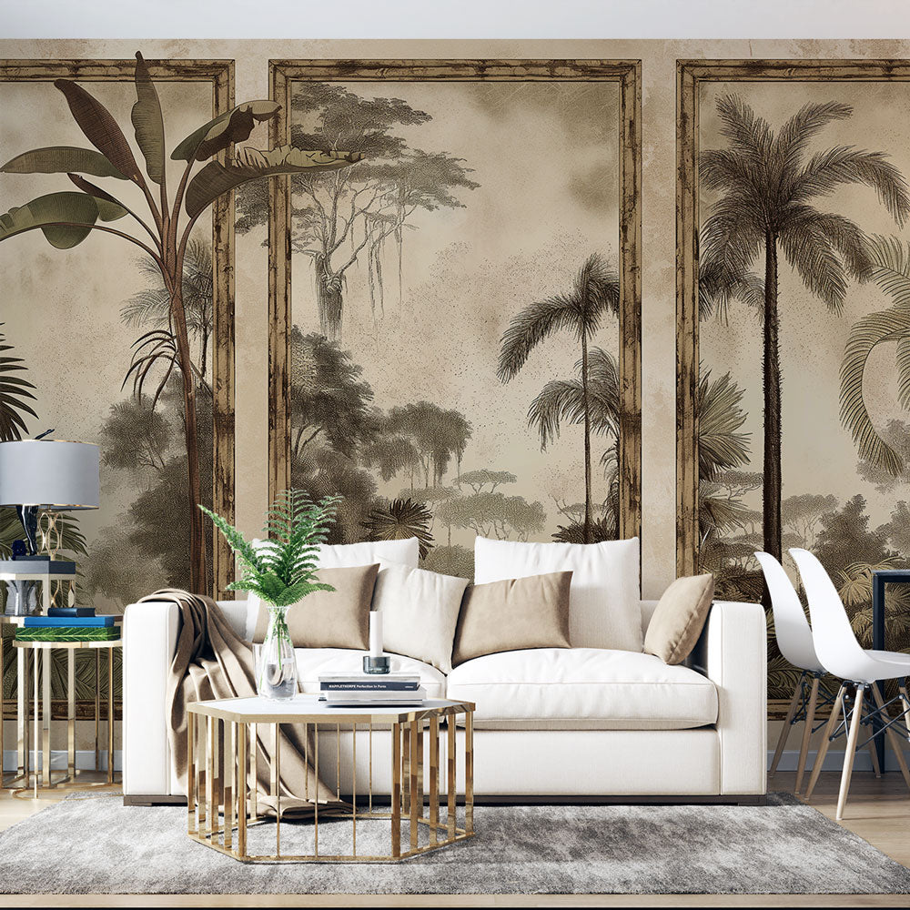 Mural Wallpaper jungle scene imitation | Luxuriant jungle scenes with ...