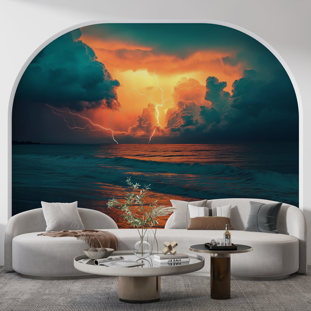 Mural Wallpaper marine-storm | A stormy sky illuminated by lightning ...