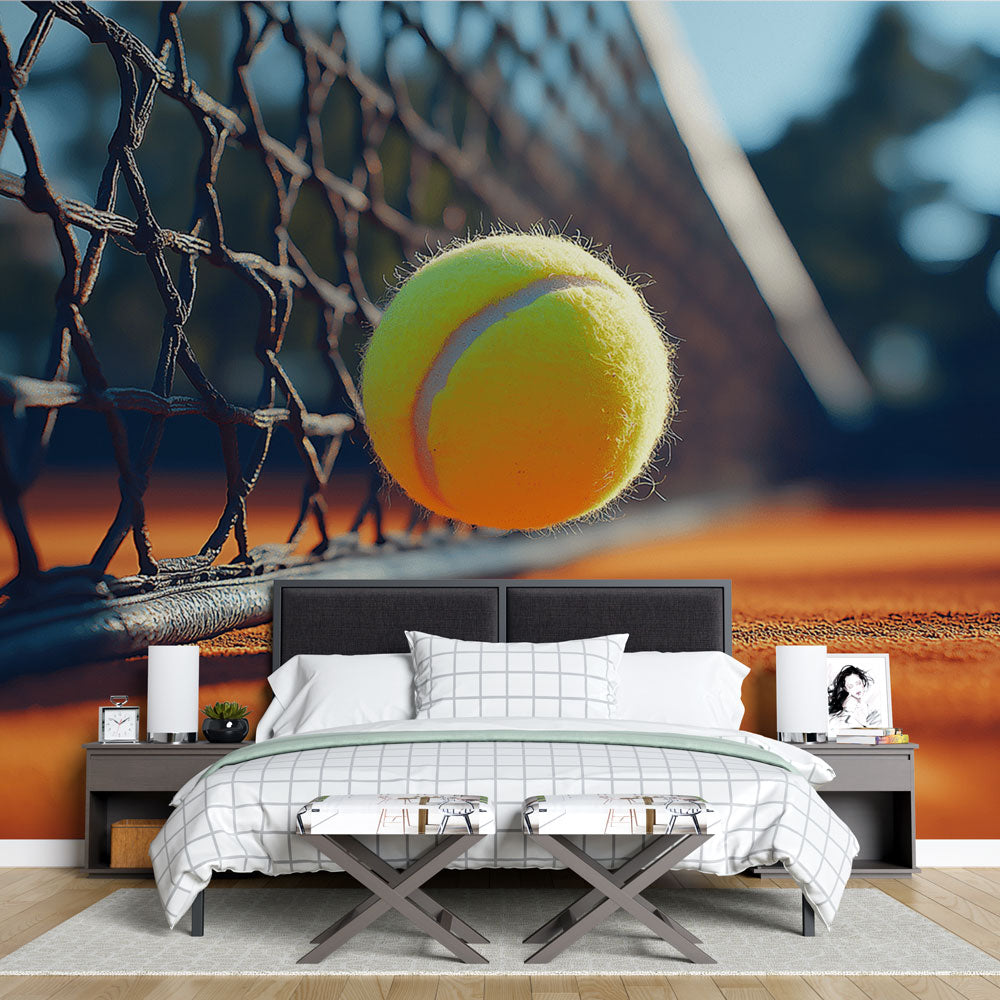 Mural Wallpaper tennis | Mural Wallpaper tennis ball on a clay court ...