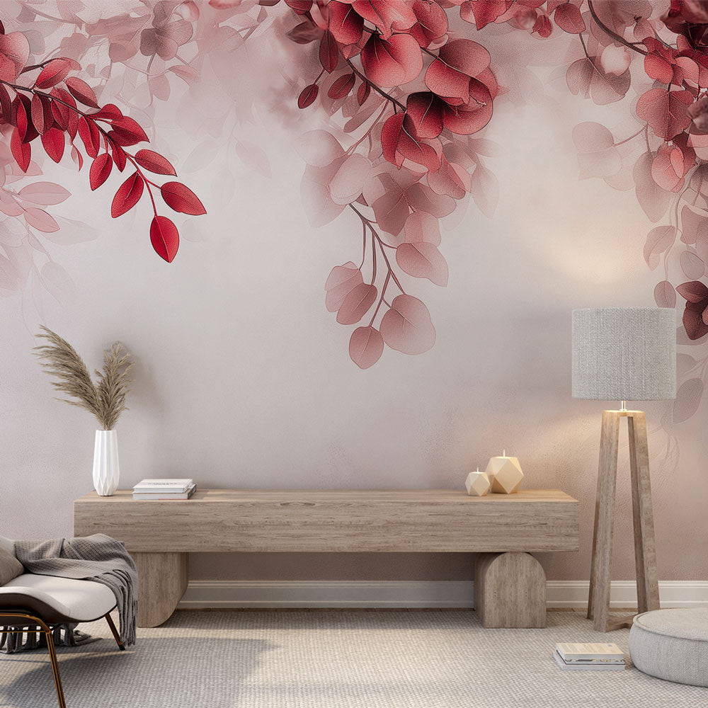 Tapet de cap de pat cu peisaj natural | Verdețuri și ceață de ...