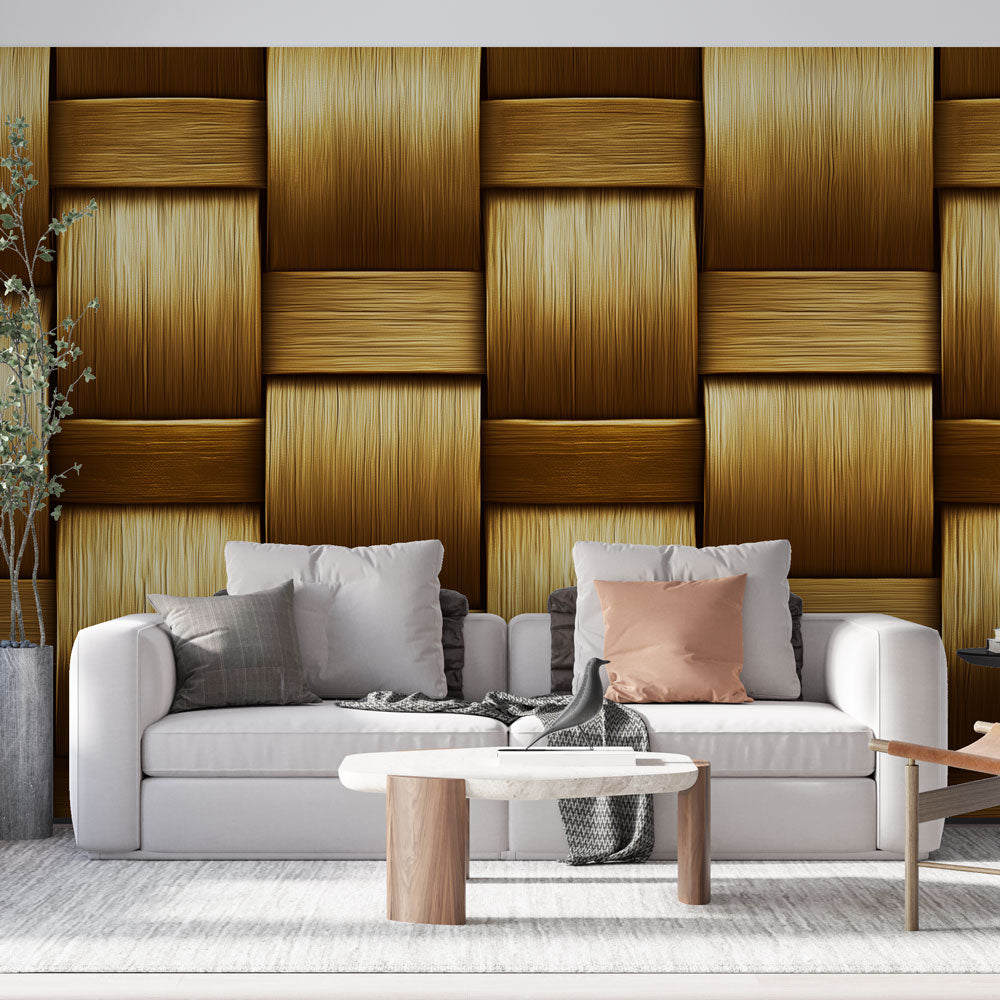Mural Wallpaper | Elegant golden woven pattern — WonderMural