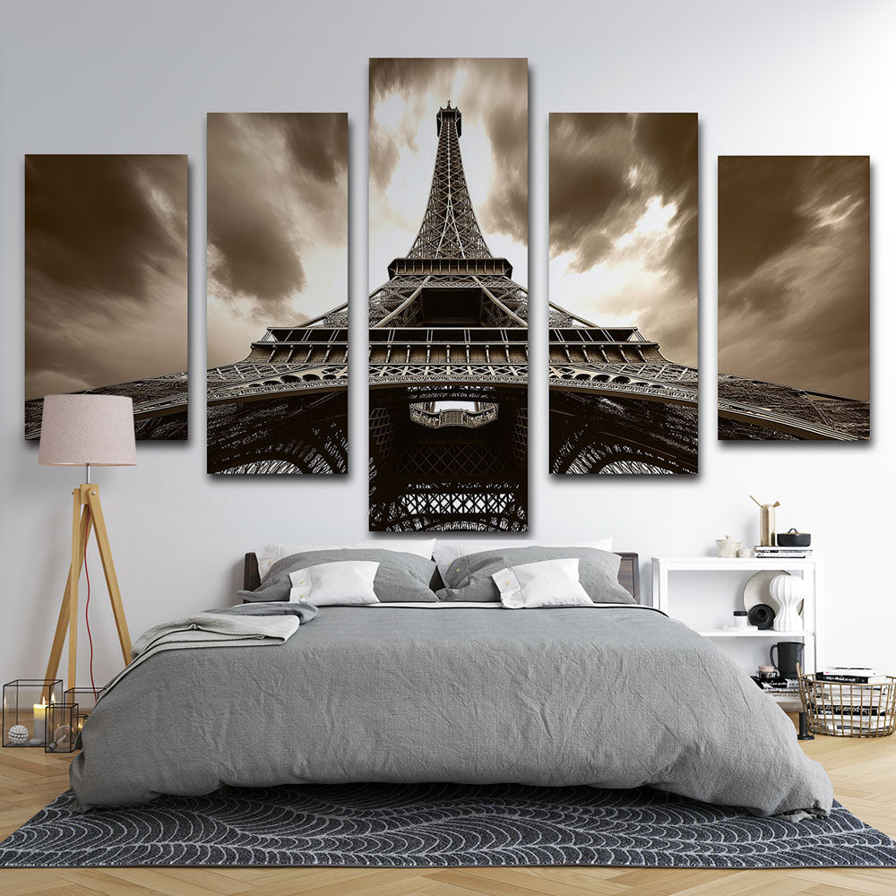 Mural Wallpaper Eiffel Tower | Stylized bird's-eye view of the famous ...