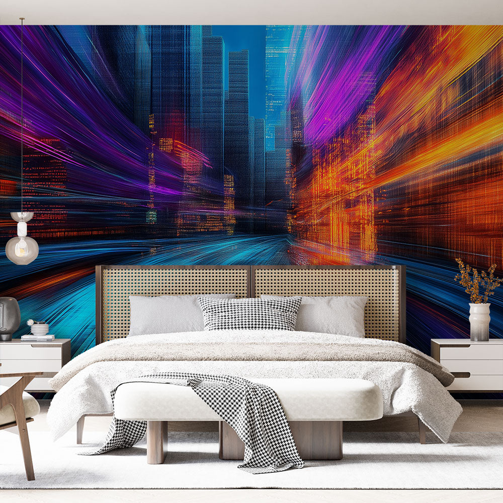 Mural Wallpaper urban | Dynamic visual of city lights in motion ...
