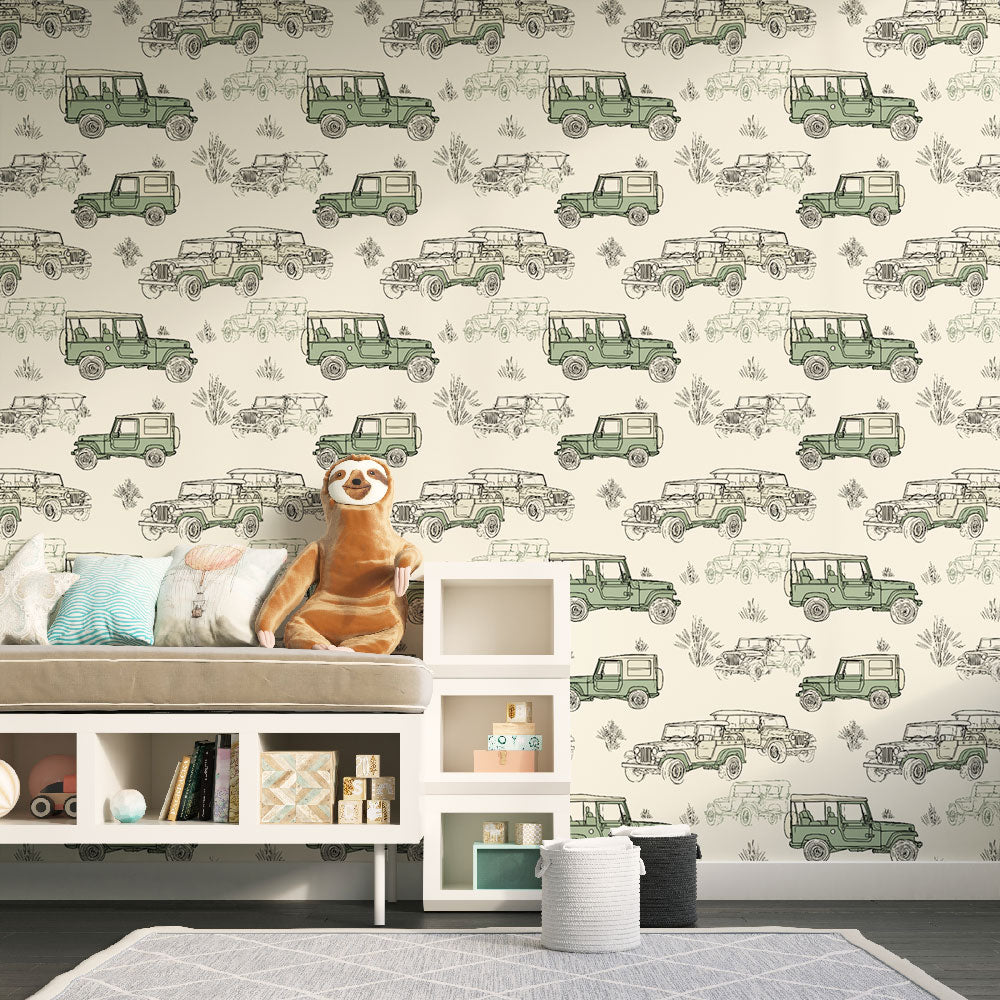 Wallpaper off-road vehicles | Vintage off-road vehicle pattern on a ne ...