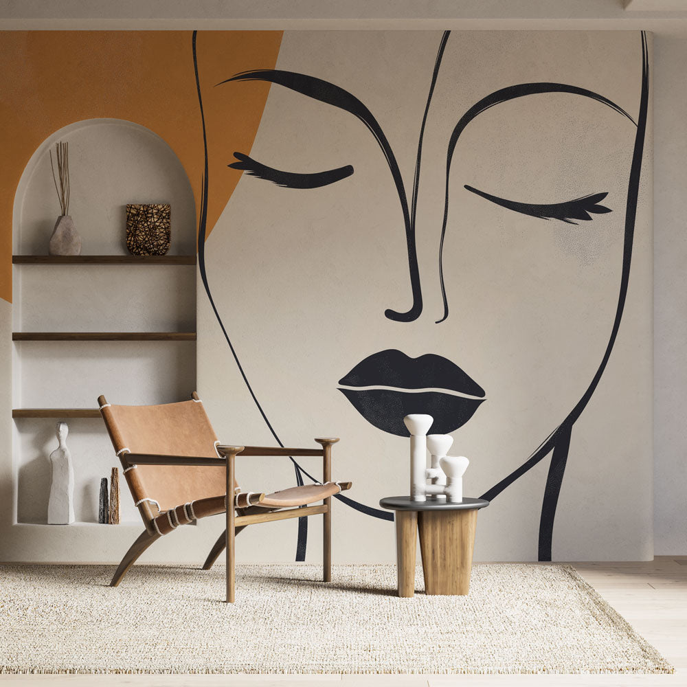 Mural Wallpaper abstract face | Illustration of a stylized female face ...
