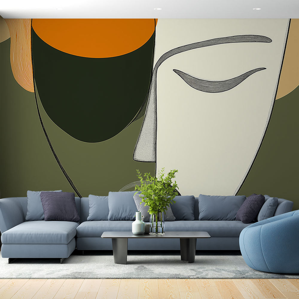 Mural Wallpaper abstract face | Colorful and intriguing modernist port ...