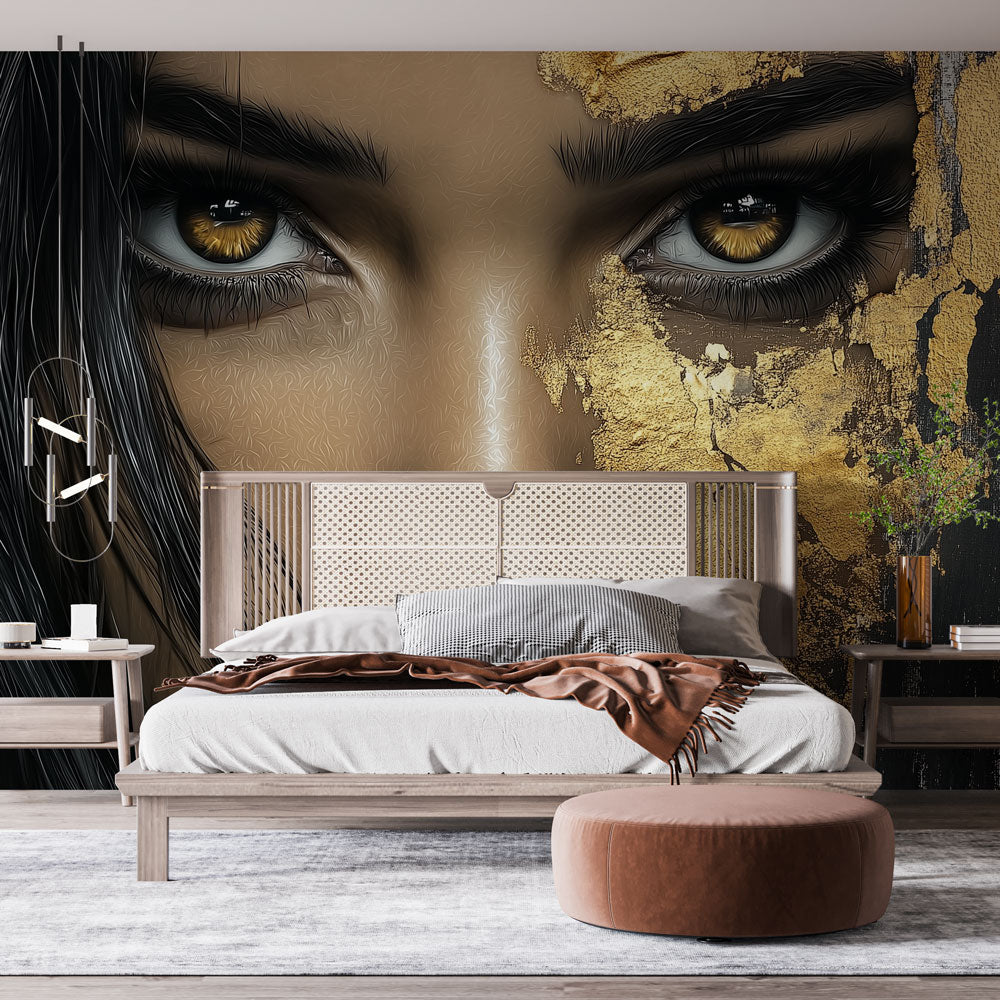 Tapeta zlatnog lica | Zanosni portret s zlatnim naglascima i ...