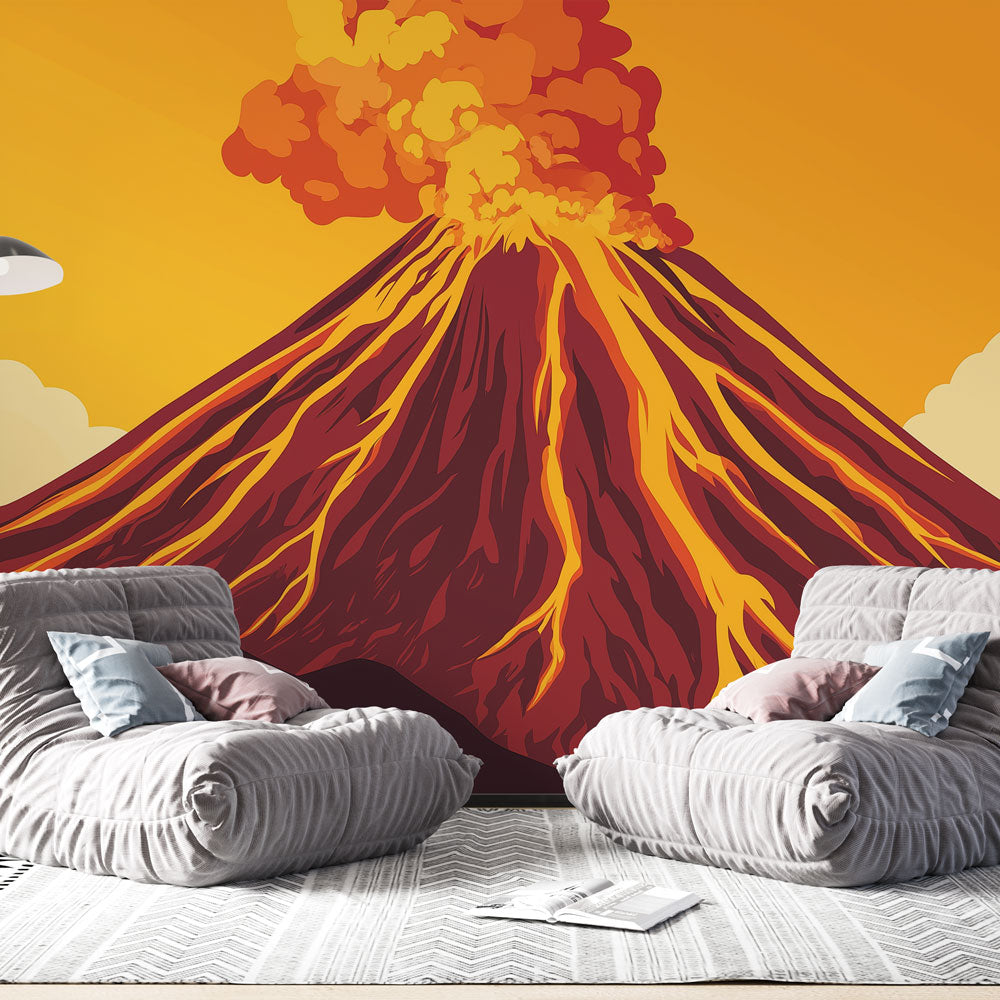Papel pintado volcán | Erupción colorida y enérgica — WonderMural