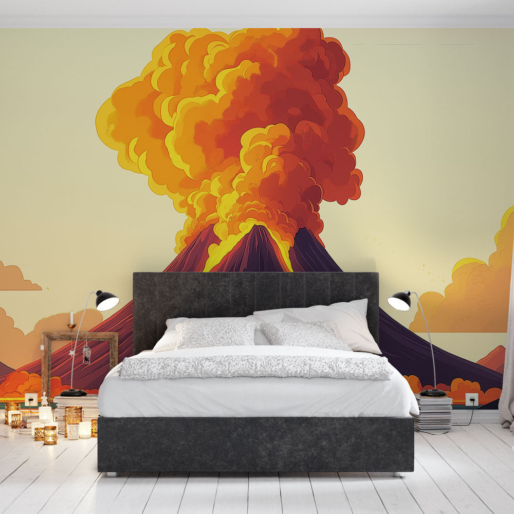 Mural Wallpaper volcano | Dynamic and colorful eruption — WonderMural