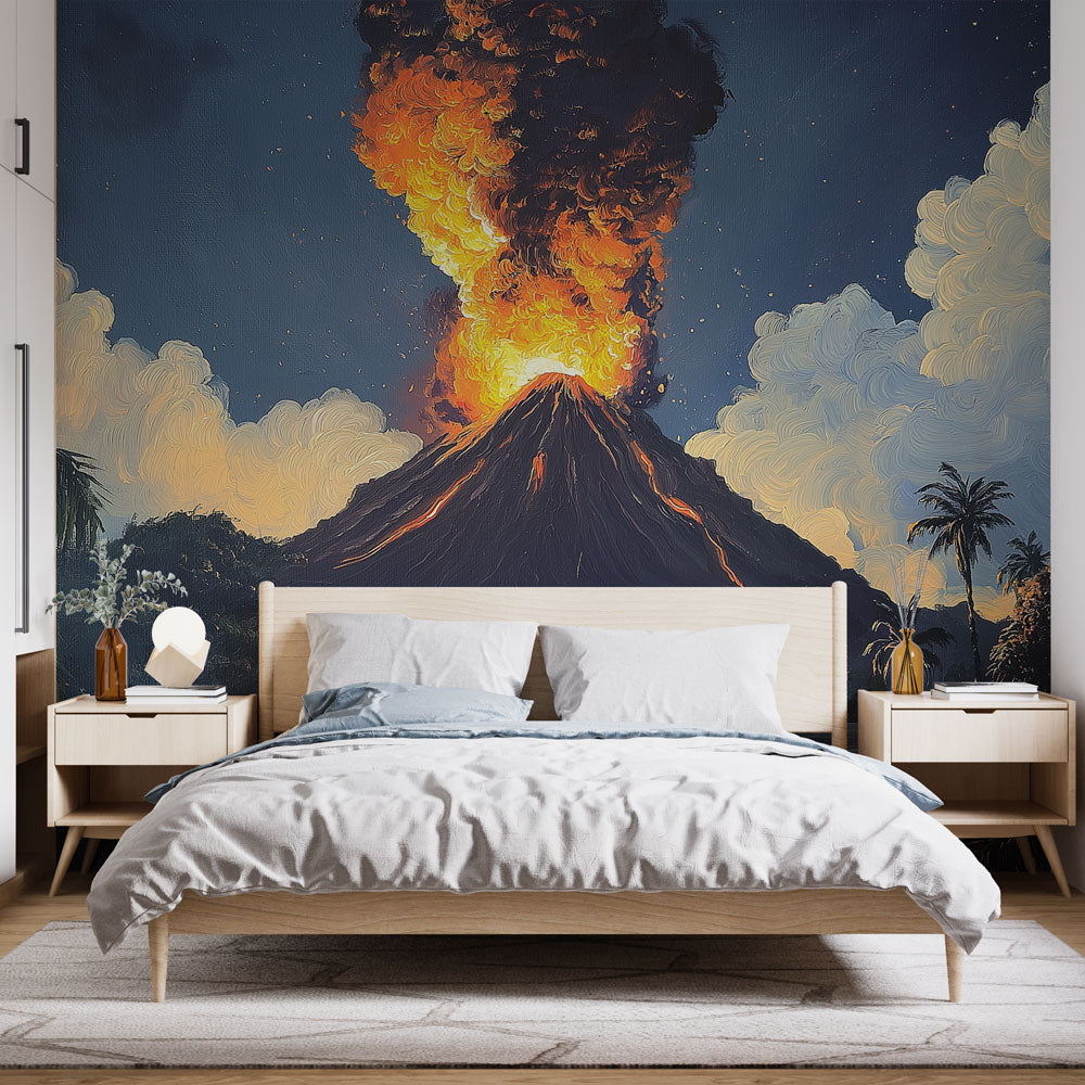 Mural Wallpaper volcano | Majestic eruption at sunset — WonderMural
