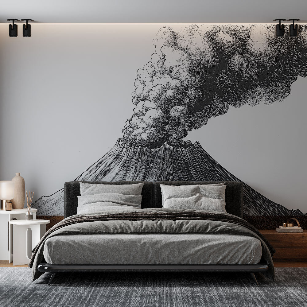 Mural Wallpaper volcano | Illustration of a volcano erupting — WonderMural