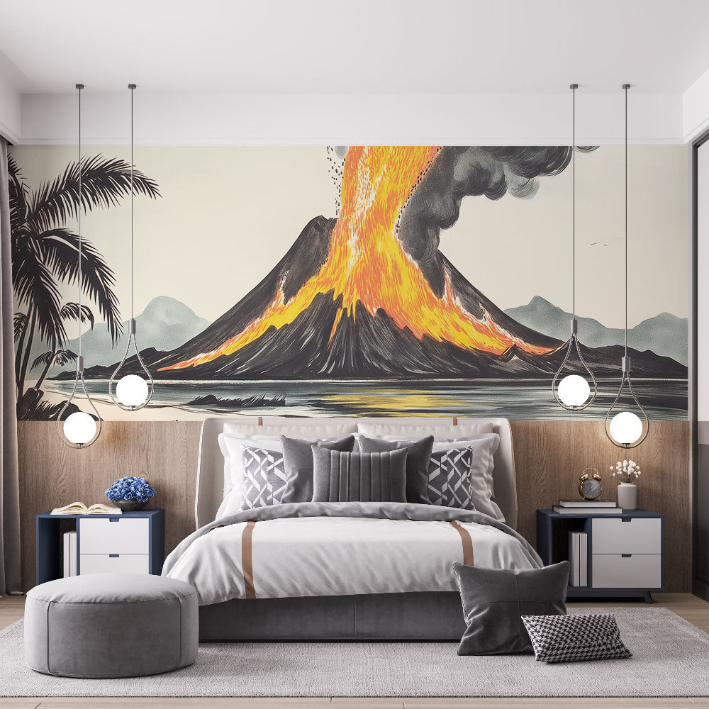 Mural Wallpaper volcanic | Dynamic and colorful eruption — WonderMural