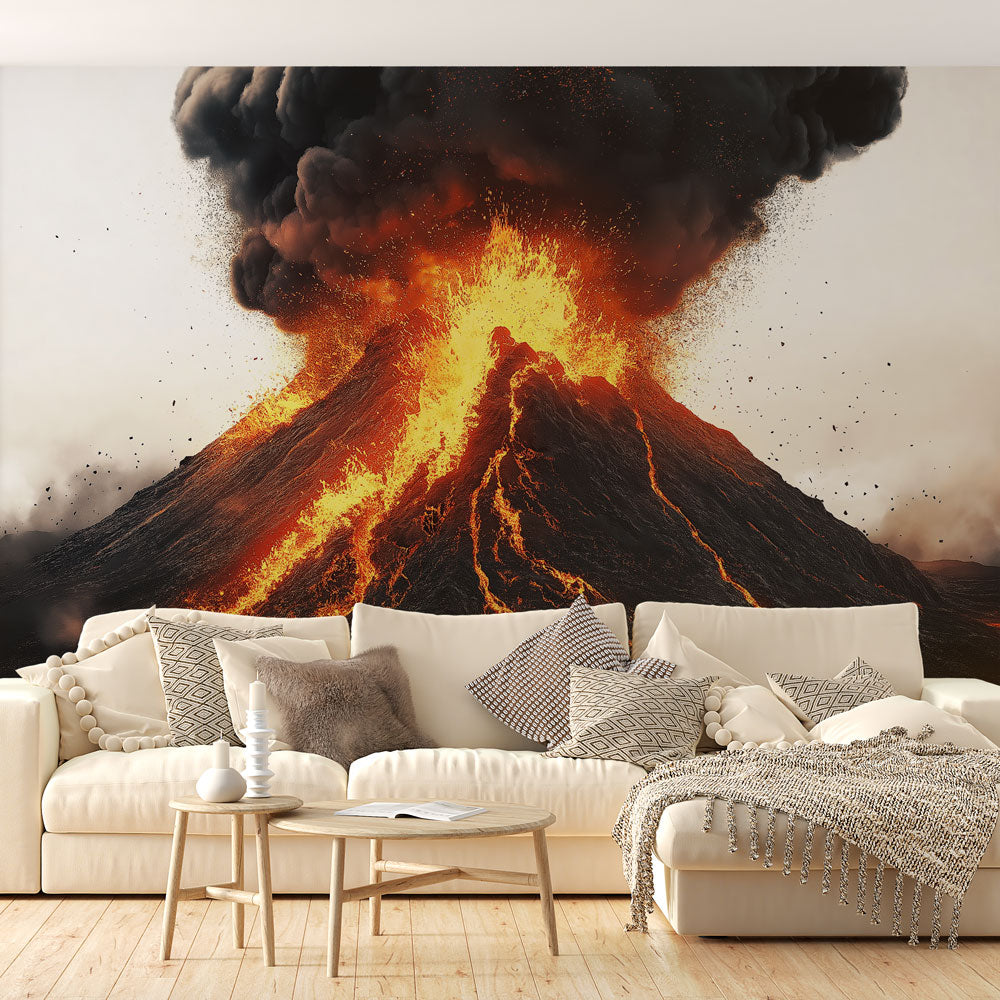 Mural Wallpaper volcanic | Spectacular eruption of lava and ashes ...
