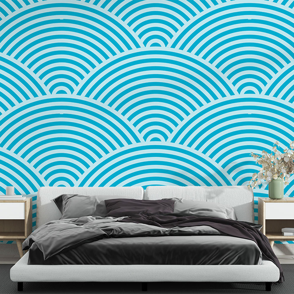 Mural Wallpaper pattern arc | Blue wavy texture — WonderMural