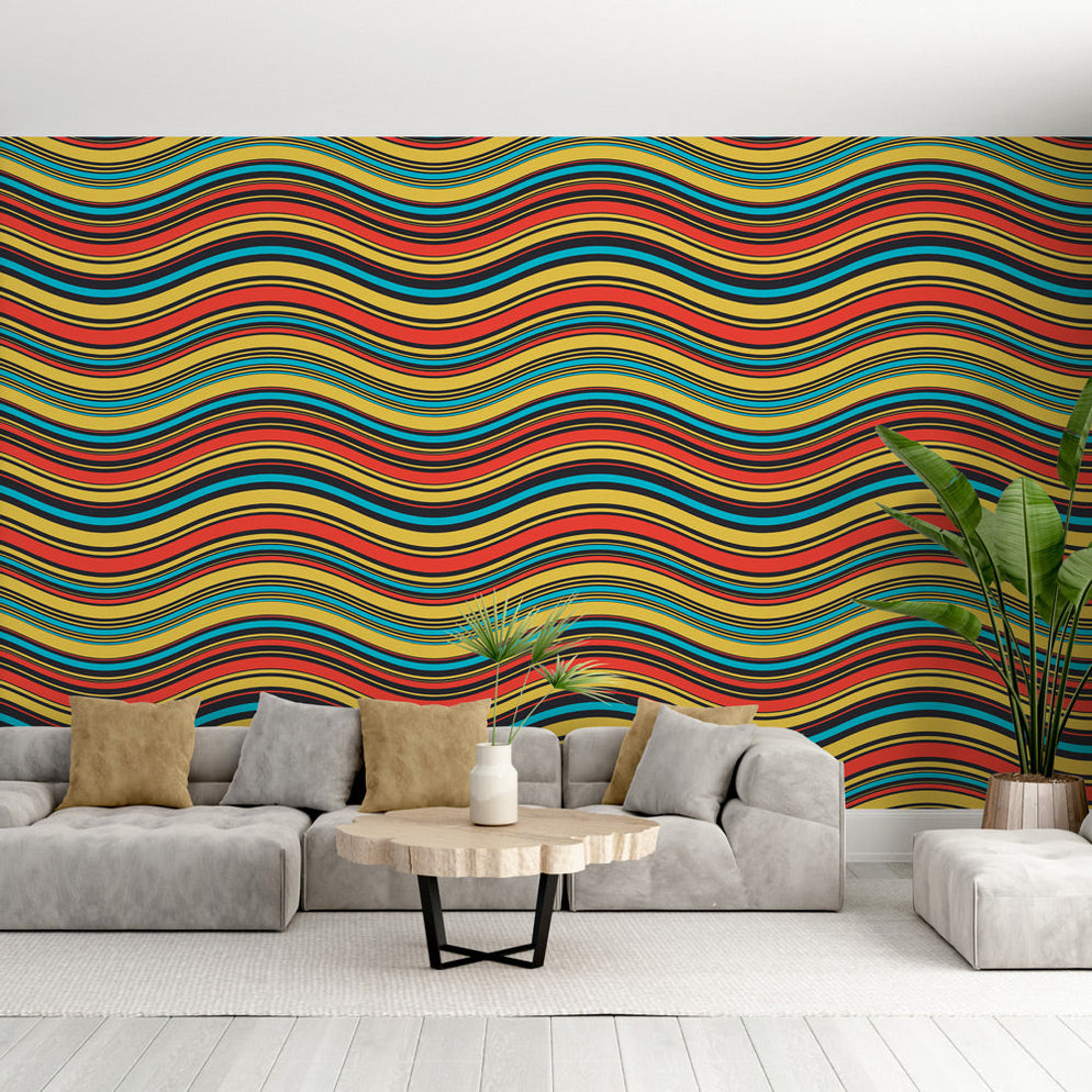 Mural Wallpaper colorful wave | Dynamic and vibrant pattern — WonderMural