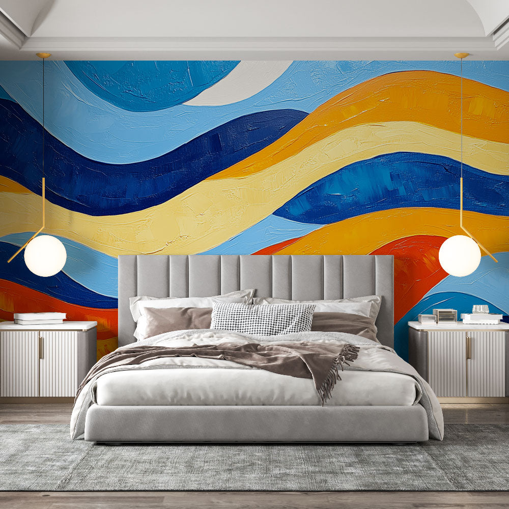 Mural Wallpaper Abstract | Dynamic Colorful Waves — WonderMural