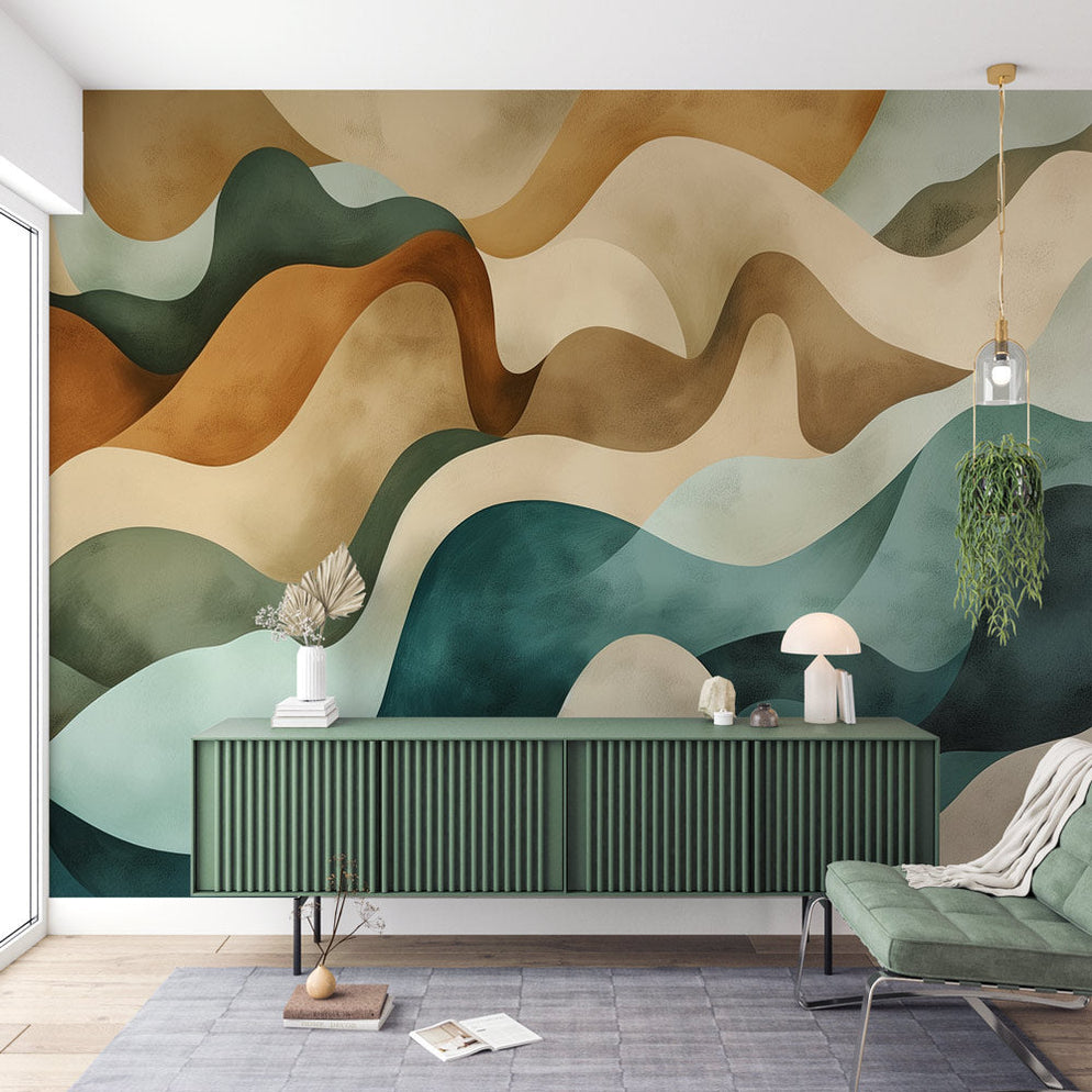 Abstract Mural Wallpaper | Multicolored Ripples — WonderMural