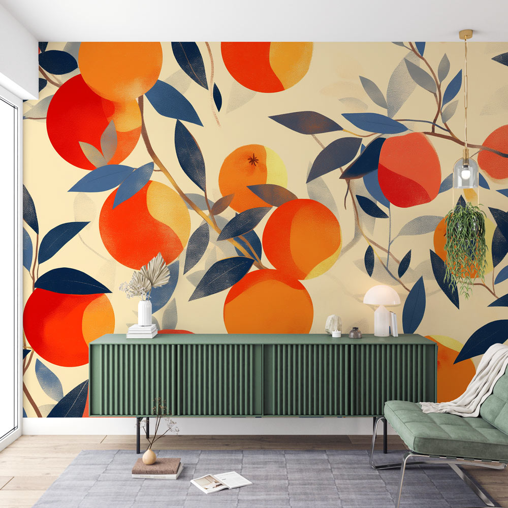 Peach Mural Wallpaper | On its peach tree — WonderMural