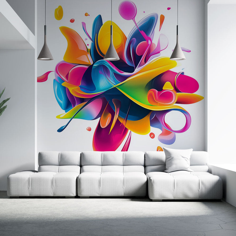Abstract art mural wallpaper | Explosion of bright colors — WonderMural