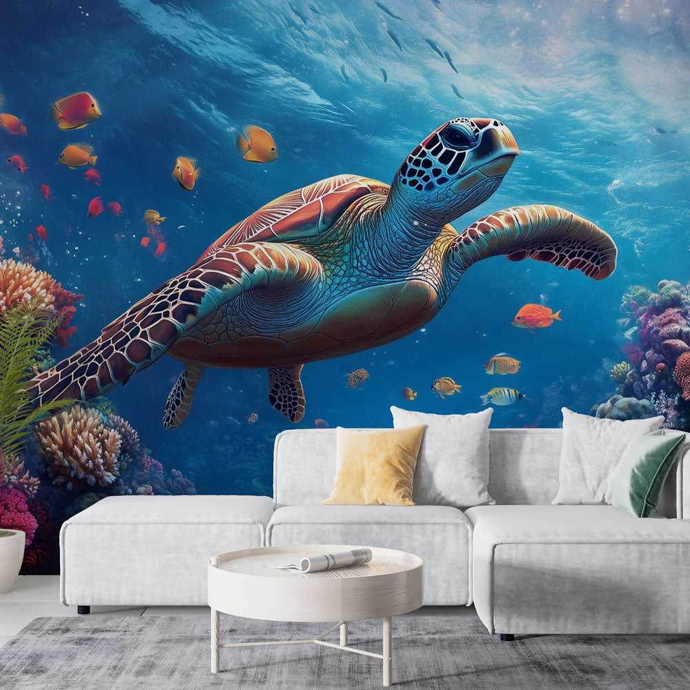 Mural Wallpaper Sea Turtle | Underwater Escape — WonderMural