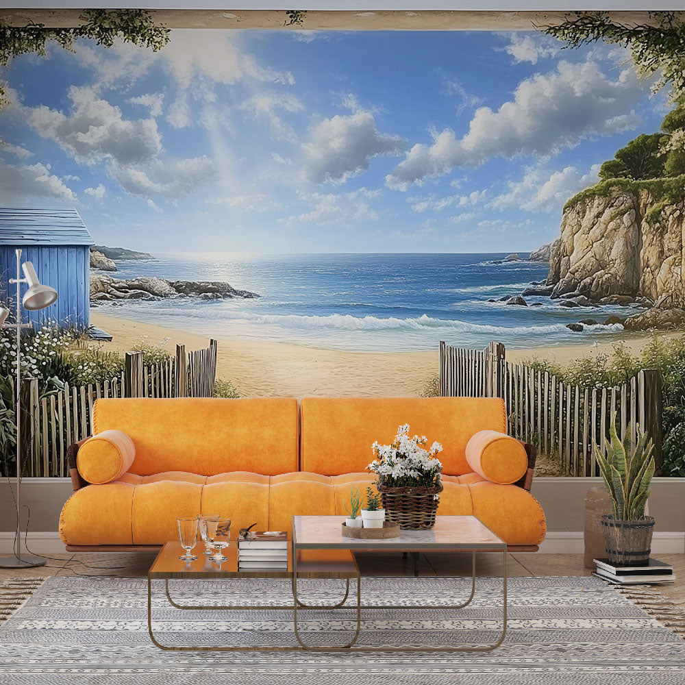 Mural Wallpaper beach | Realistic coastal escape — WonderMural